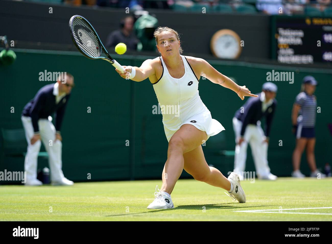 Germany's Jule Niemeier in action against Tatjana Maria in the quarter ...