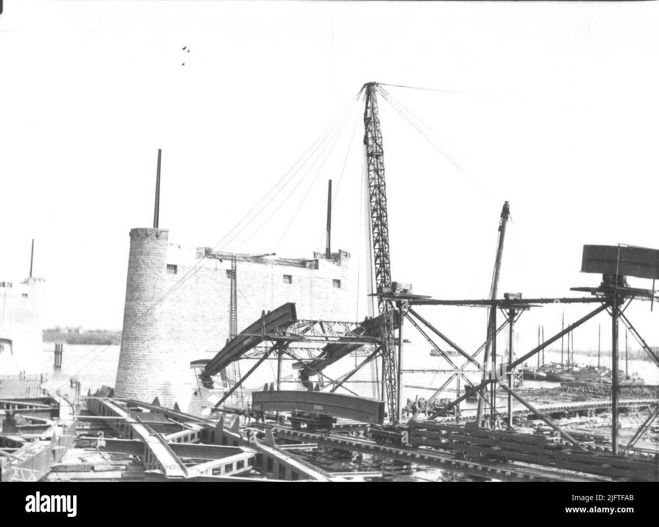 A bridge pillar of the Waal traffic bridge under construction Stock ...