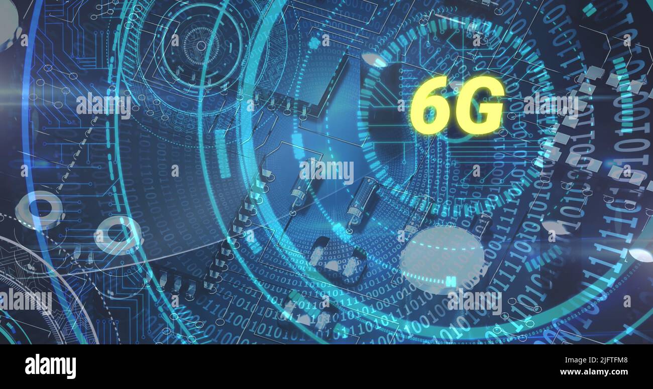 Image Of 6g Text Scope Scanning Over Binary Coding Circuit Board Of Computer Server Global