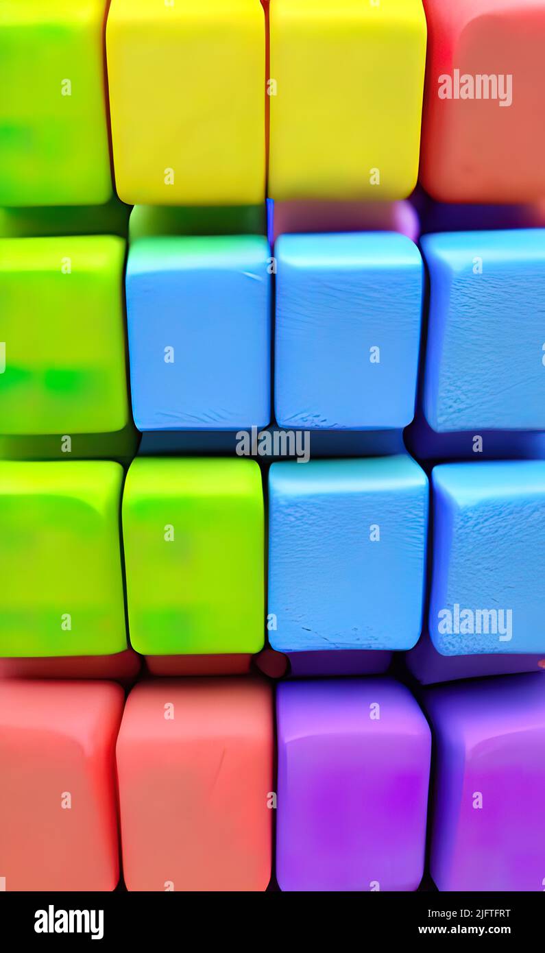 A vertical 3d rendering of colored cubes Stock Photo - Alamy