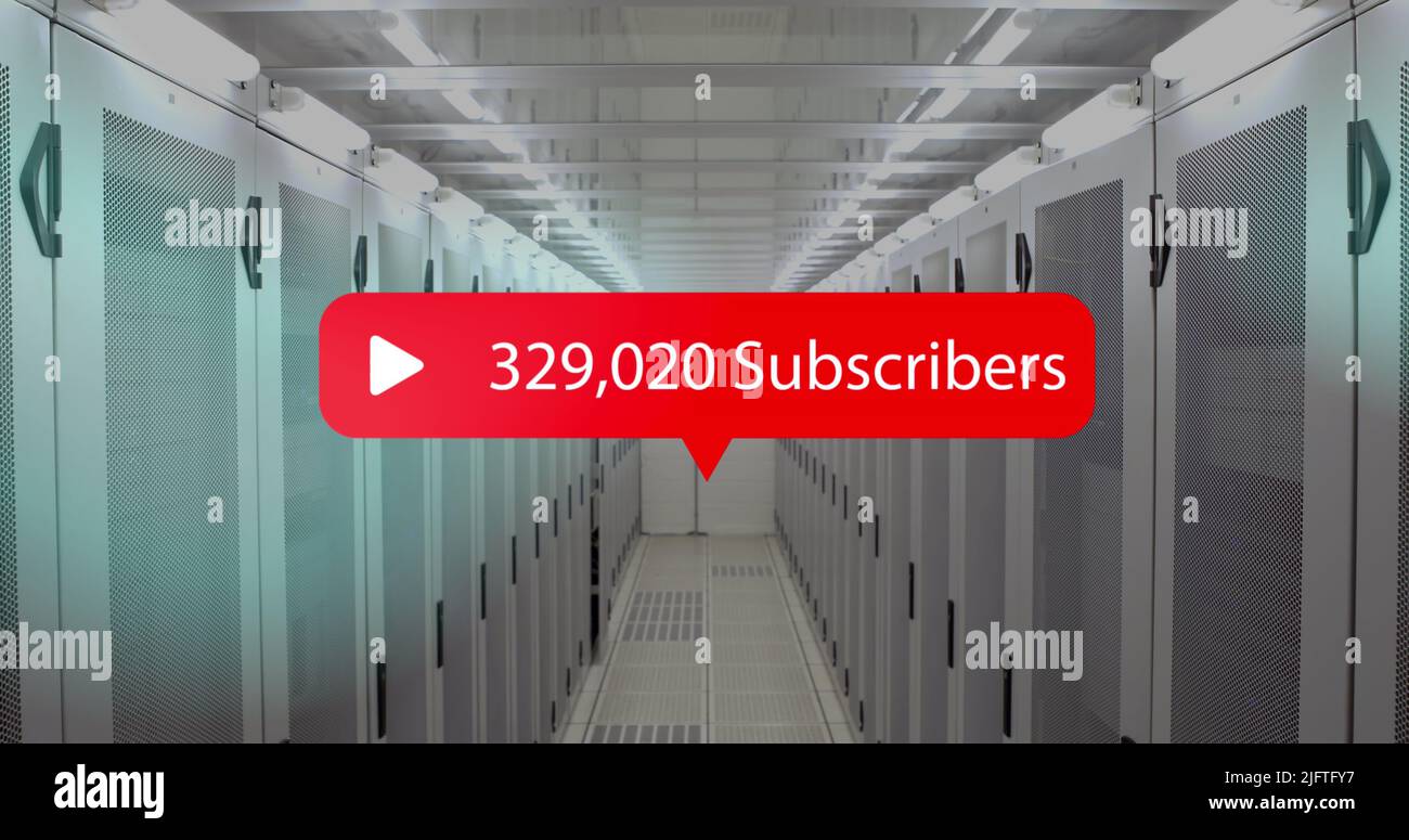 Image of red social media interface speech bubble with Subscribers text ...