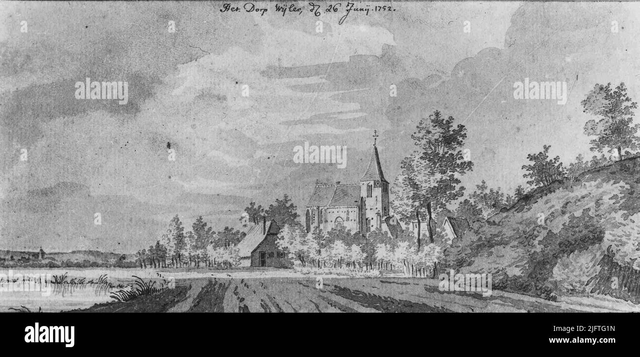 A drawing of the village of Wyler Stock Photo - Alamy