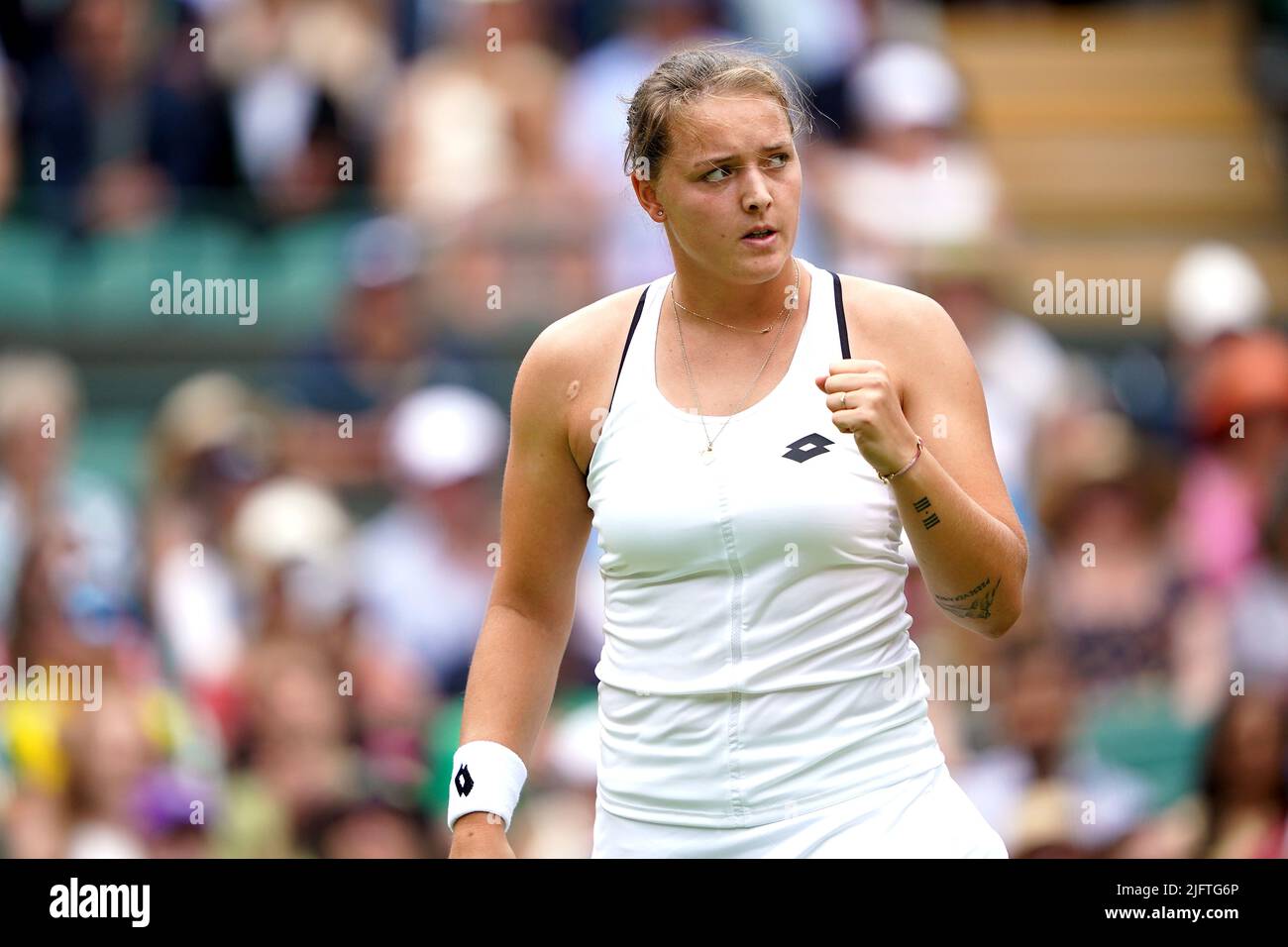 Germany's Jule Niemeier celebrates a point against Tatjana Maria in the ...