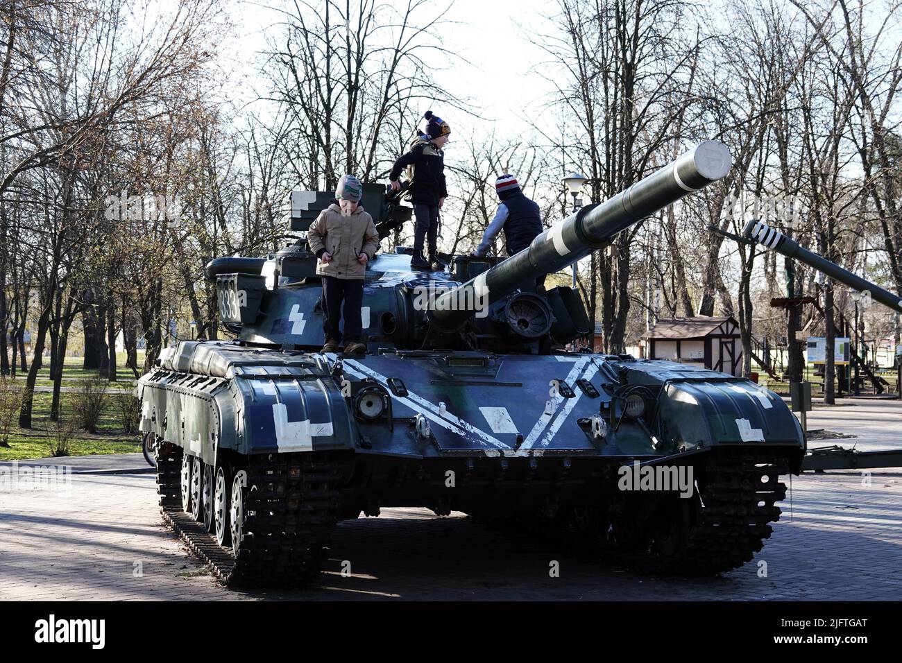 Kiev, Ukraine March 20, 2020: military equipment for all to see in the ...