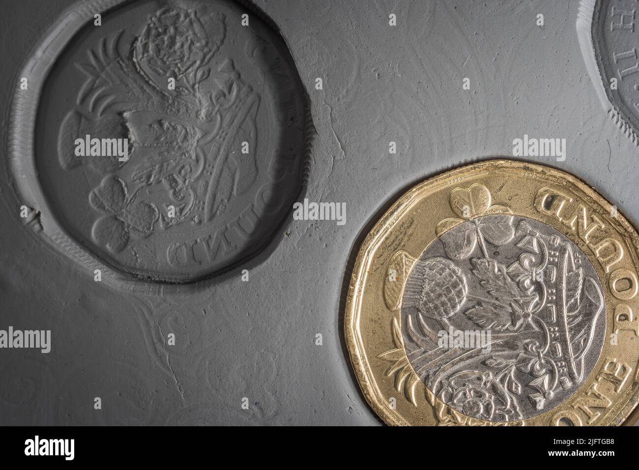 british one pound coin print Stock Photo - Alamy