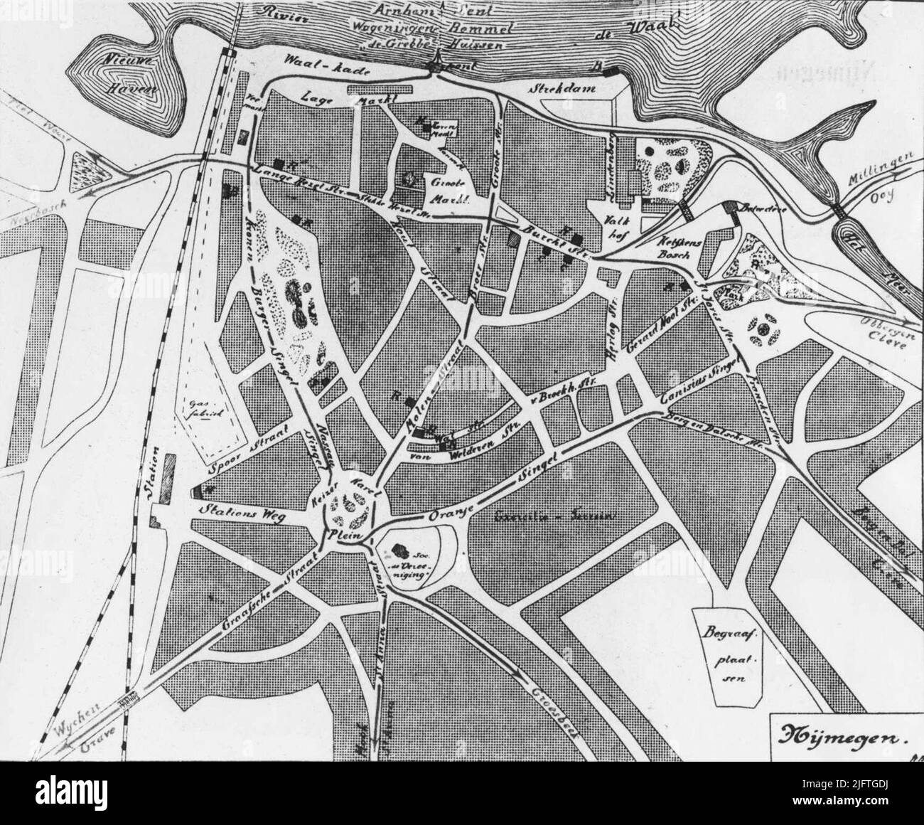 Map of the city, left above the new port Stock Photo - Alamy