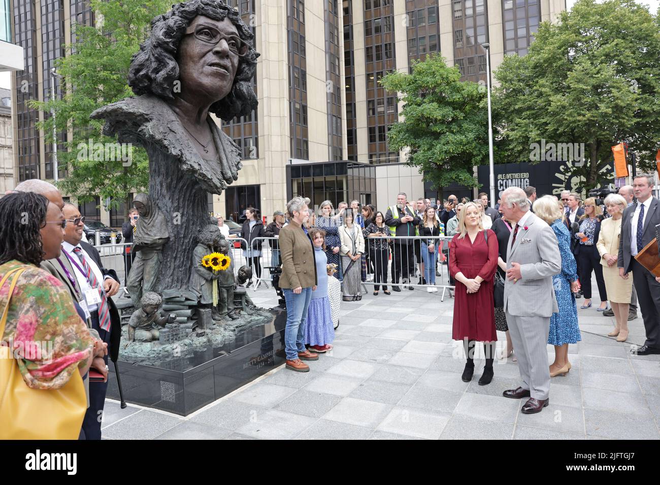 The Prince of Wales and the Duchess of Cornwall visit the statue of ...