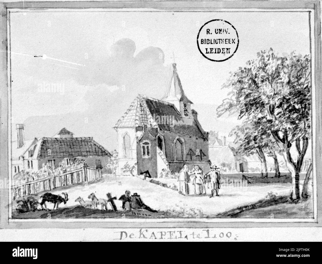 Topography Loo. Caption: "De Kapel in Loo". Watercolor. 18th century ...