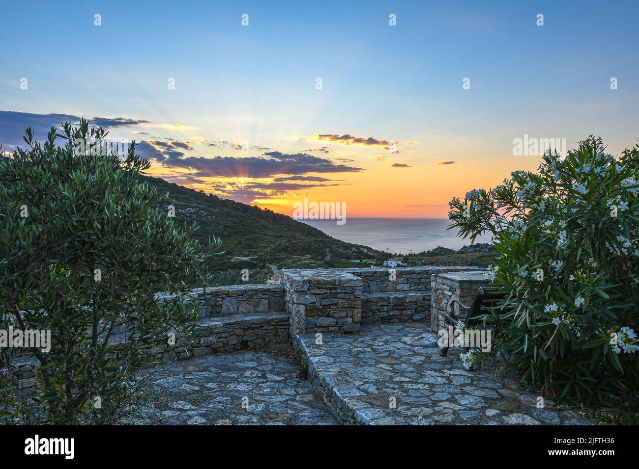 Aerial panoramic view from the old village Chora, Alonissos, island ...