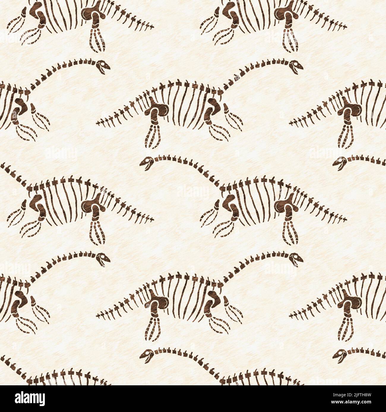 Hand drawn plesiosaur dinosaur fossil bones seamless pattern. Gender ...