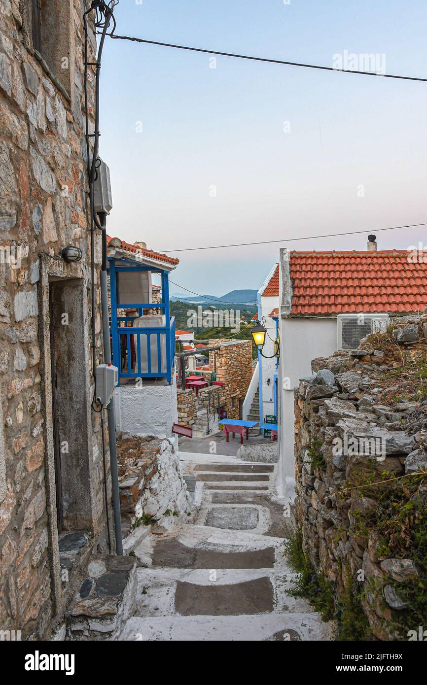 Beautiful scenery from the old village Chora, Alonissos, island Greece ...