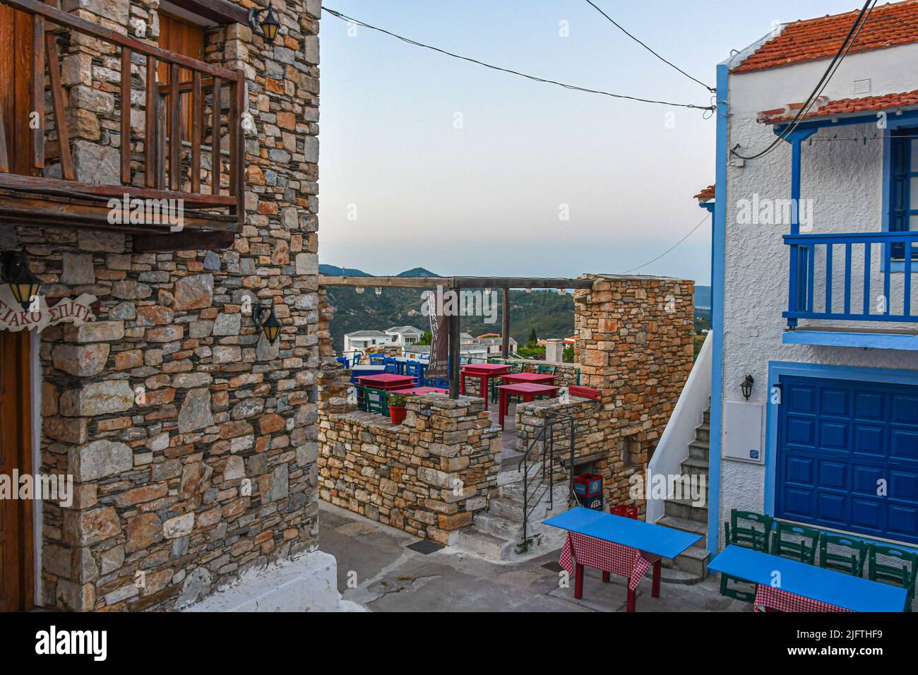 Beautiful scenery from the old village Chora, Alonissos, island Greece ...