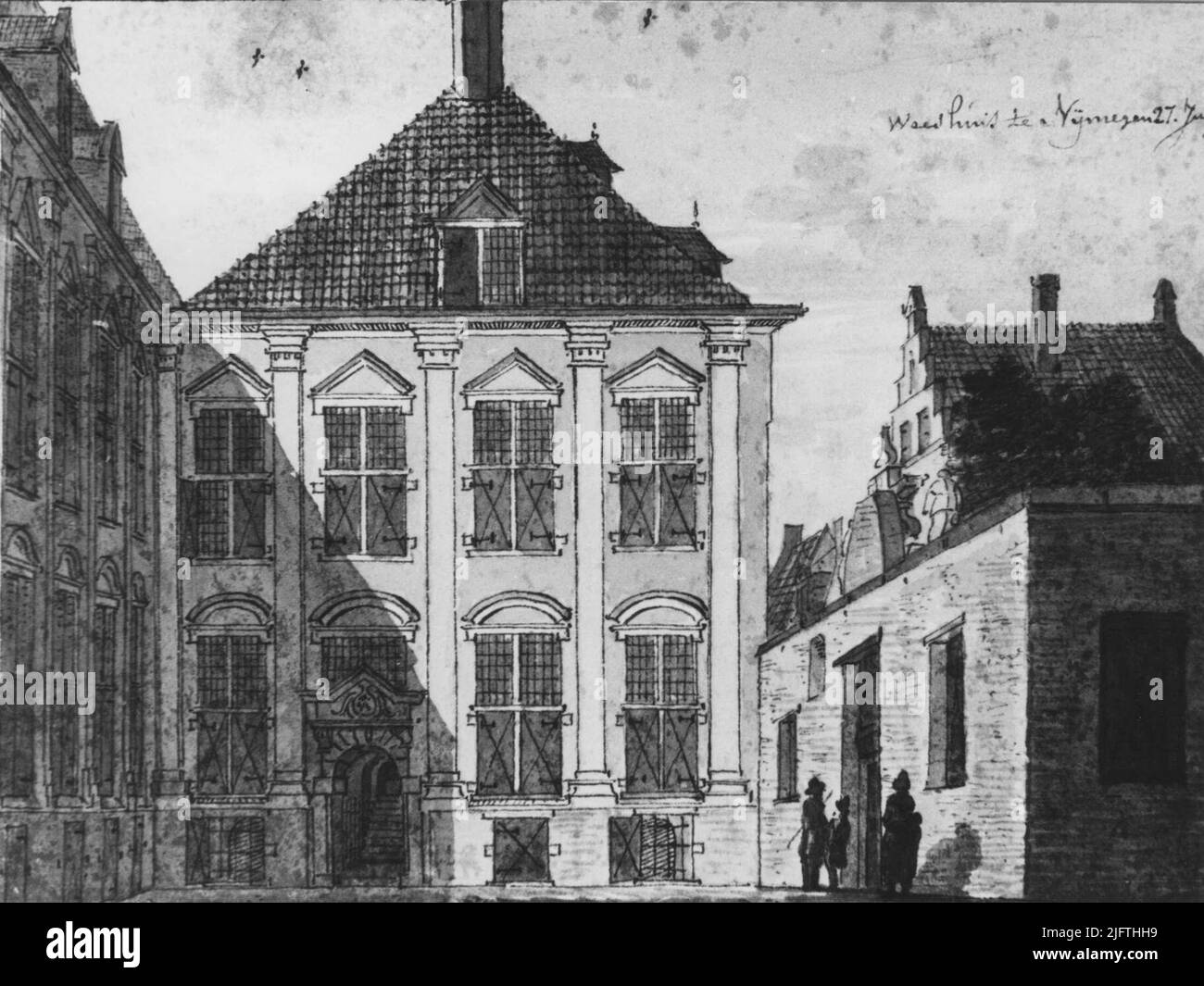 A pen drawing of the tavern of the Protestant Orphanage Stock Photo - Alamy