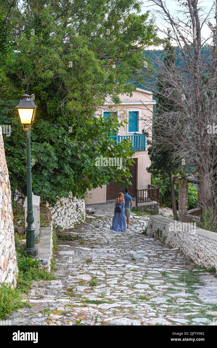 Beautiful scenery from the old village Chora, Alonissos, island Greece ...