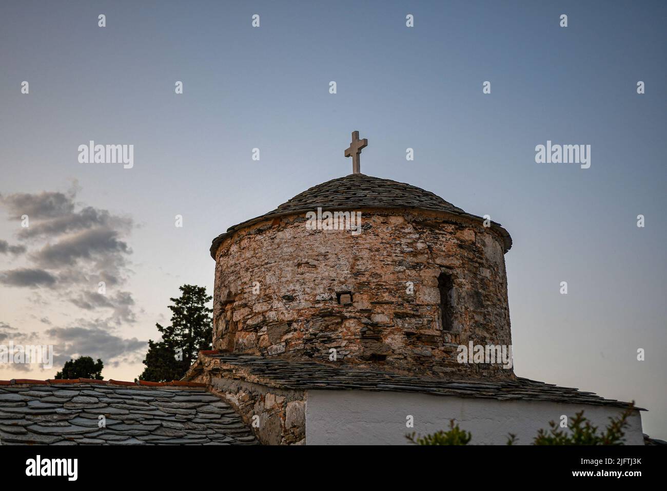 Traditional Greek Orthodox church in Old village Chora, Alonissos ...