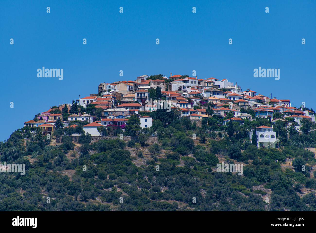 Beautiful scenery from the old village Chora, Alonissos, island Greece ...