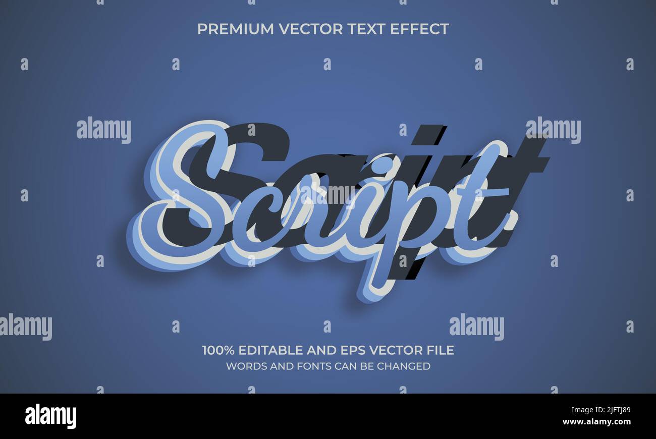 3D Script Text effect, Editable Text Style. Vector illustration Stock ...