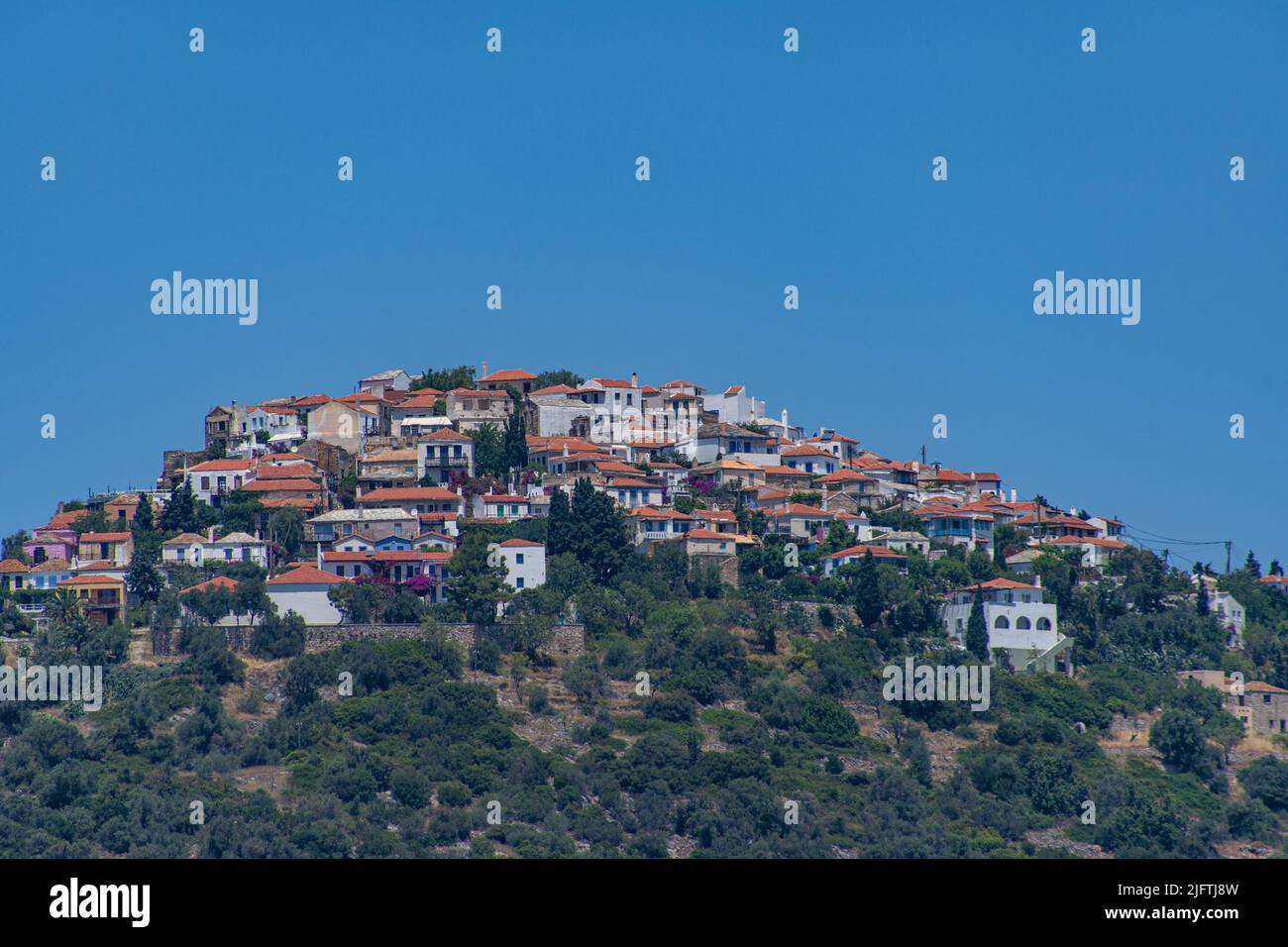 Beautiful scenery from the old village Chora, Alonissos, island Greece ...