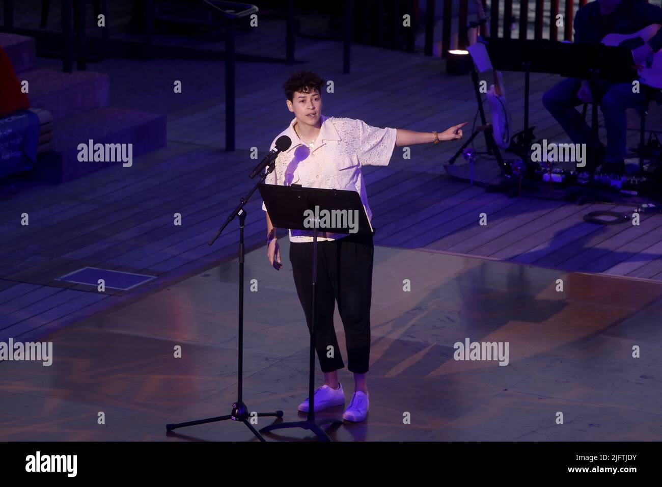 New York, NY, USA. 3rd July, 2022. Denice Frohman on stage during ...