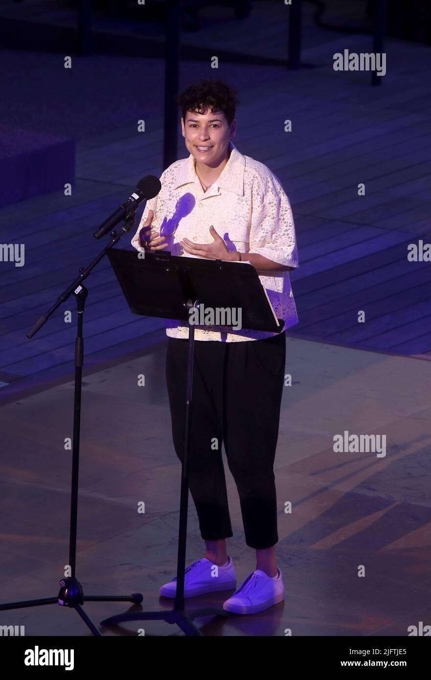 New York, NY, USA. 3rd July, 2022. Denice Frohman on stage during ...