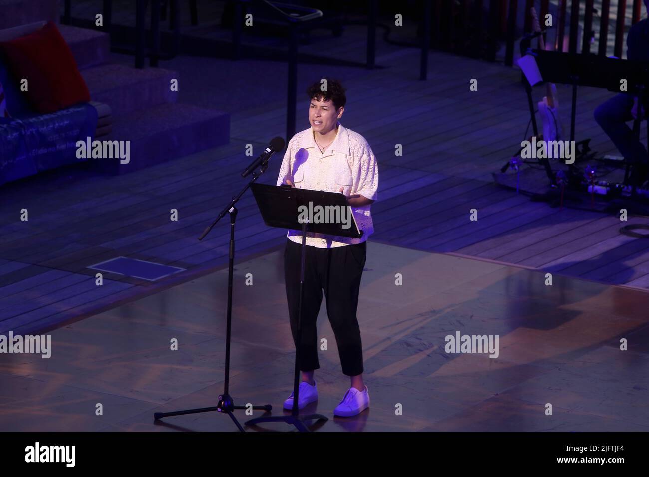 New York, NY, USA. 3rd July, 2022. Denice Frohman on stage during ...