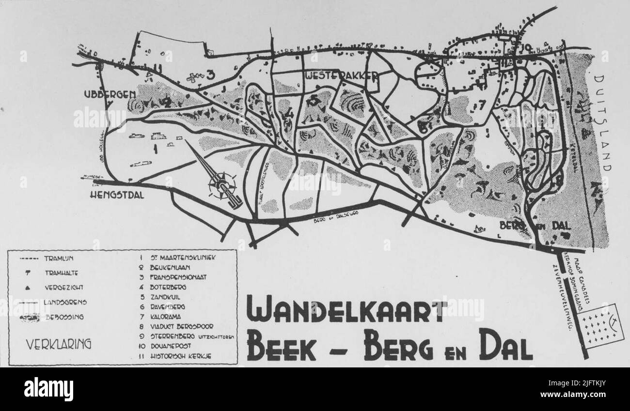 Walking map of Beek-Berg and Dal Stock Photo - Alamy