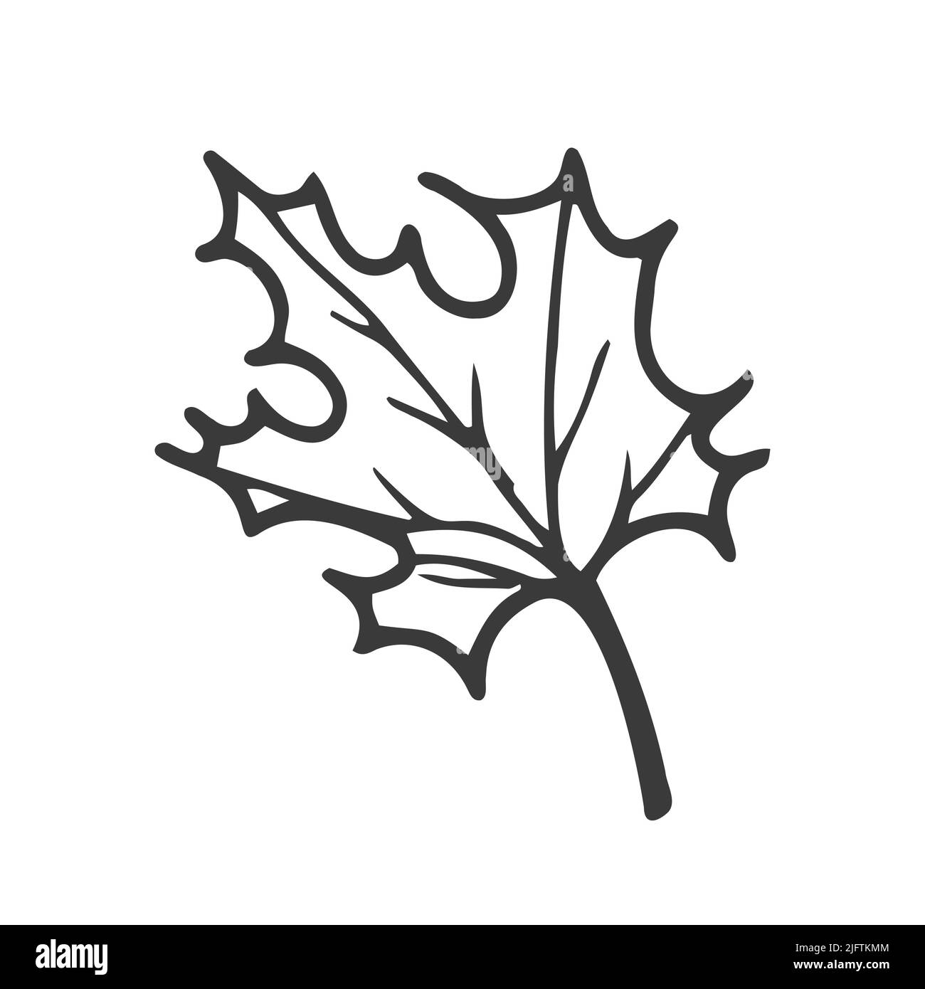 Hand drawn maple leaf outline. Maple leaf in line art style isolated ...