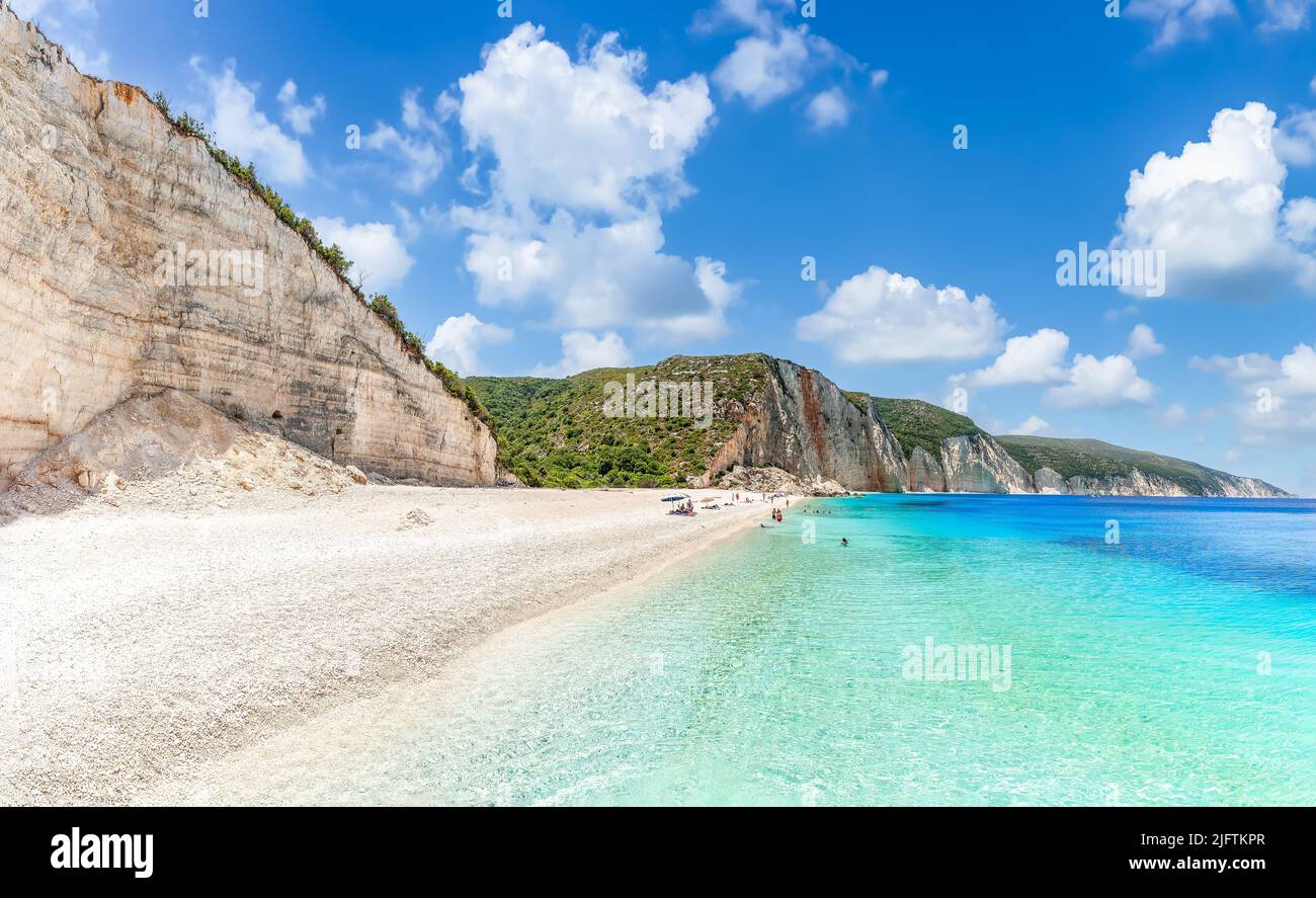 Landscape with Fteri beach on Kefalonia, Ionian island, Greece Stock ...