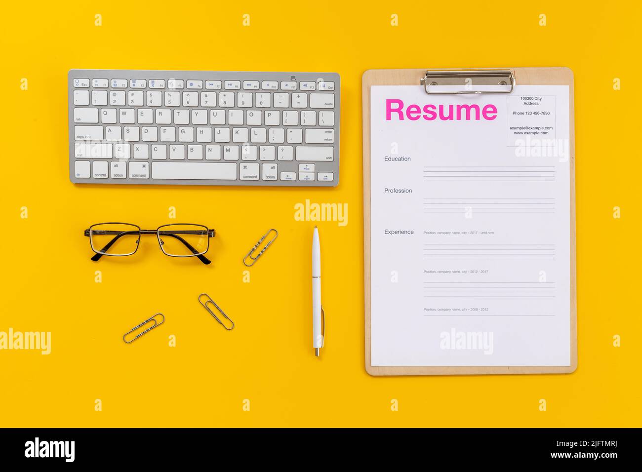 Resume application form on office table. Find new job concept Stock ...