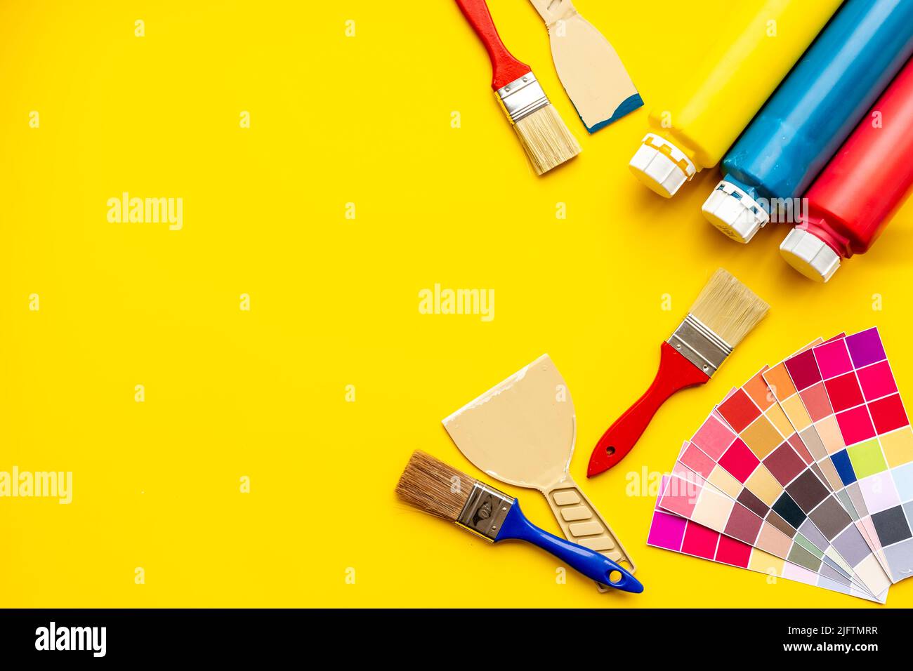 Equipment for house renovation and painting with construction helmet ...