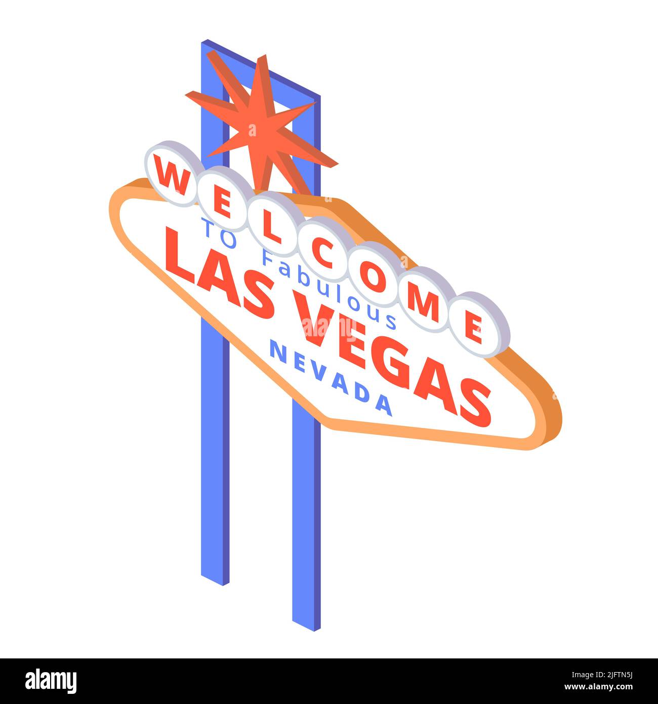 Signboard Welcome to Las Vegas in isometric style on a white background ...