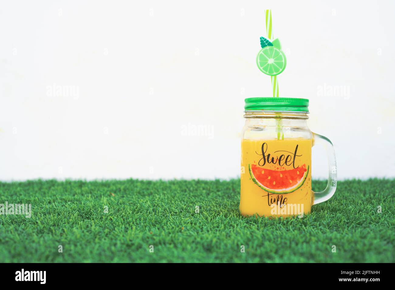 Close Up Portrait Of Fresh Orange Juice On White Wall Refreshing Drink Poured In Nice Glass