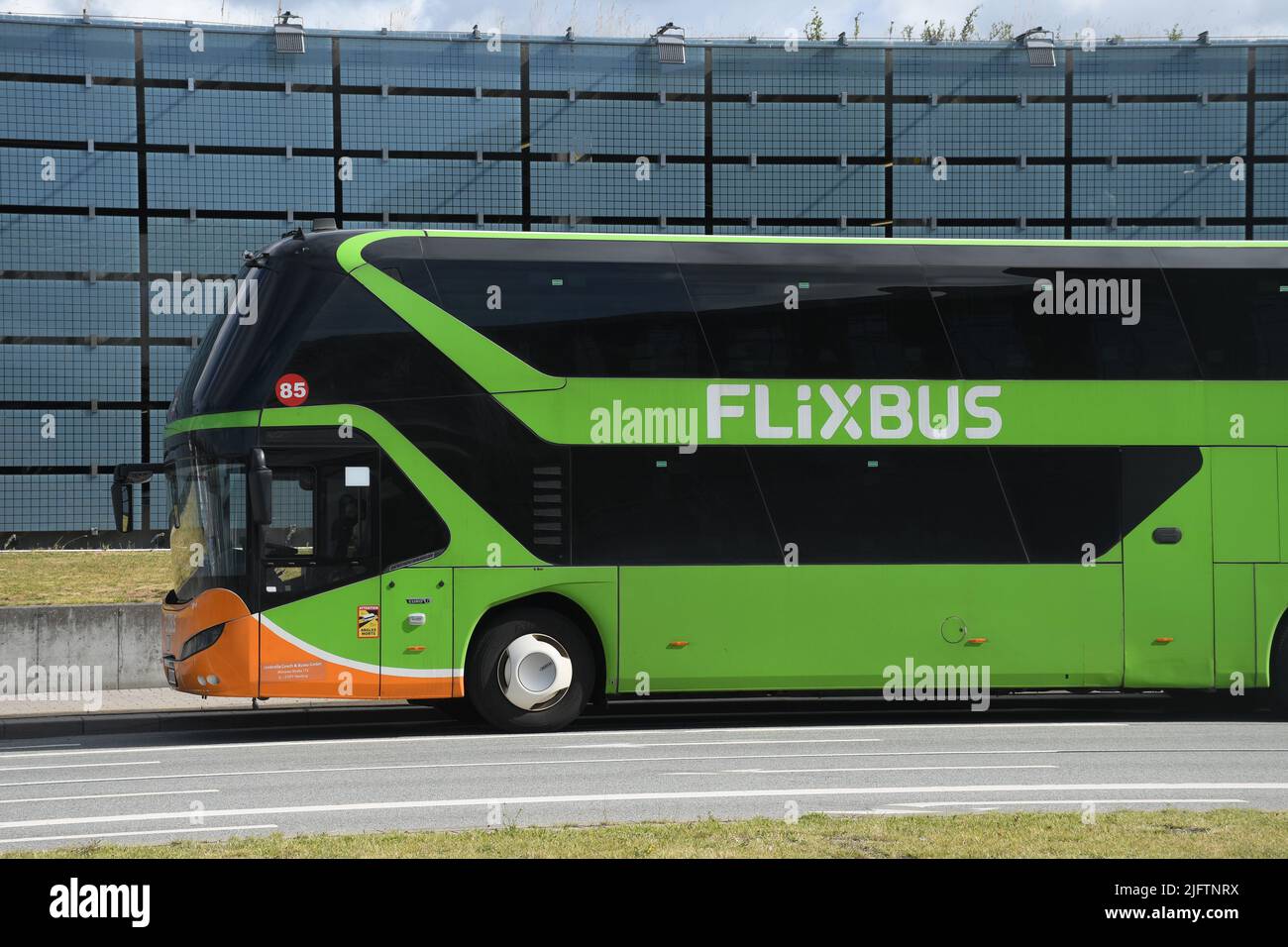 Kastrup/Copenhagen/Denmark/05 July 2022/Green flixbus transport in ...