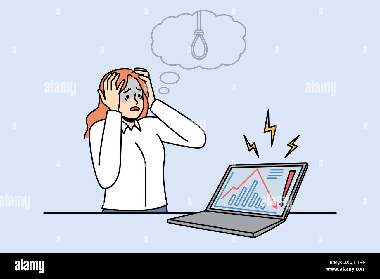 Businesswoman distressed with stock market crisis and fall. Stressed ...