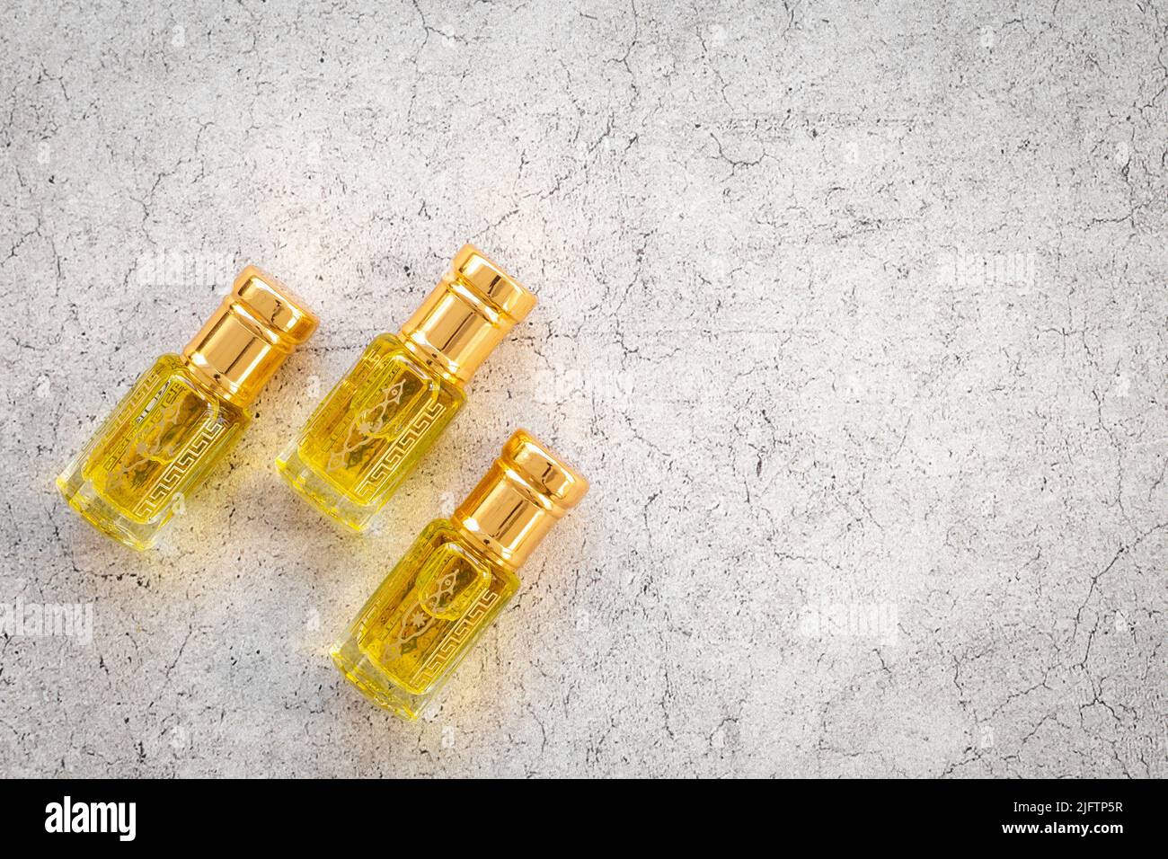 Glass bottles of oil perfume. Traditional Arabian fragrance Stock Photo ...