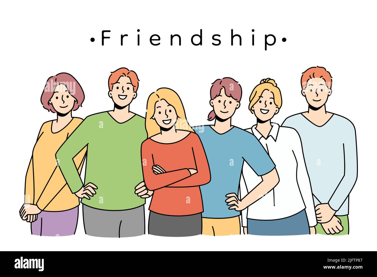 Diverse young people standing together showing friendship and support ...