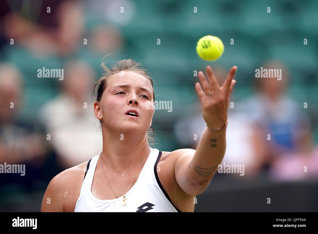 Germany's Jule Niemeier in action against Tatjana Maria in the quarter ...