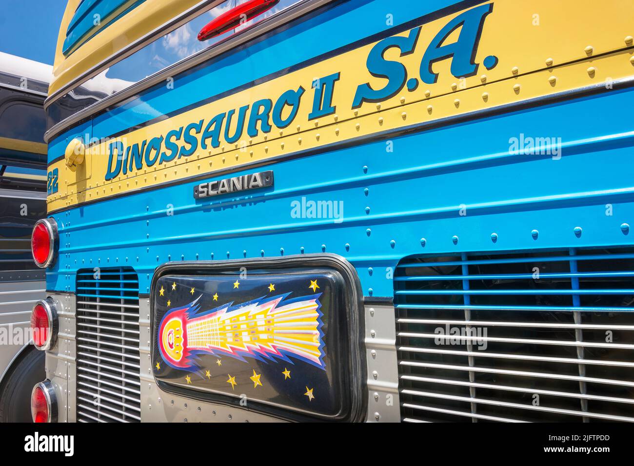 Vehicle Ciferal Dinossauro Scania BR116 on display at Bus Brasil Fest ...