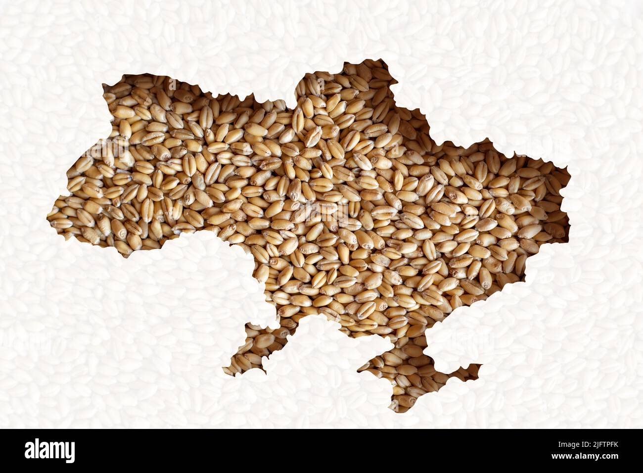 Ukraine shape map lies on wheat that is impossible to export. World ...