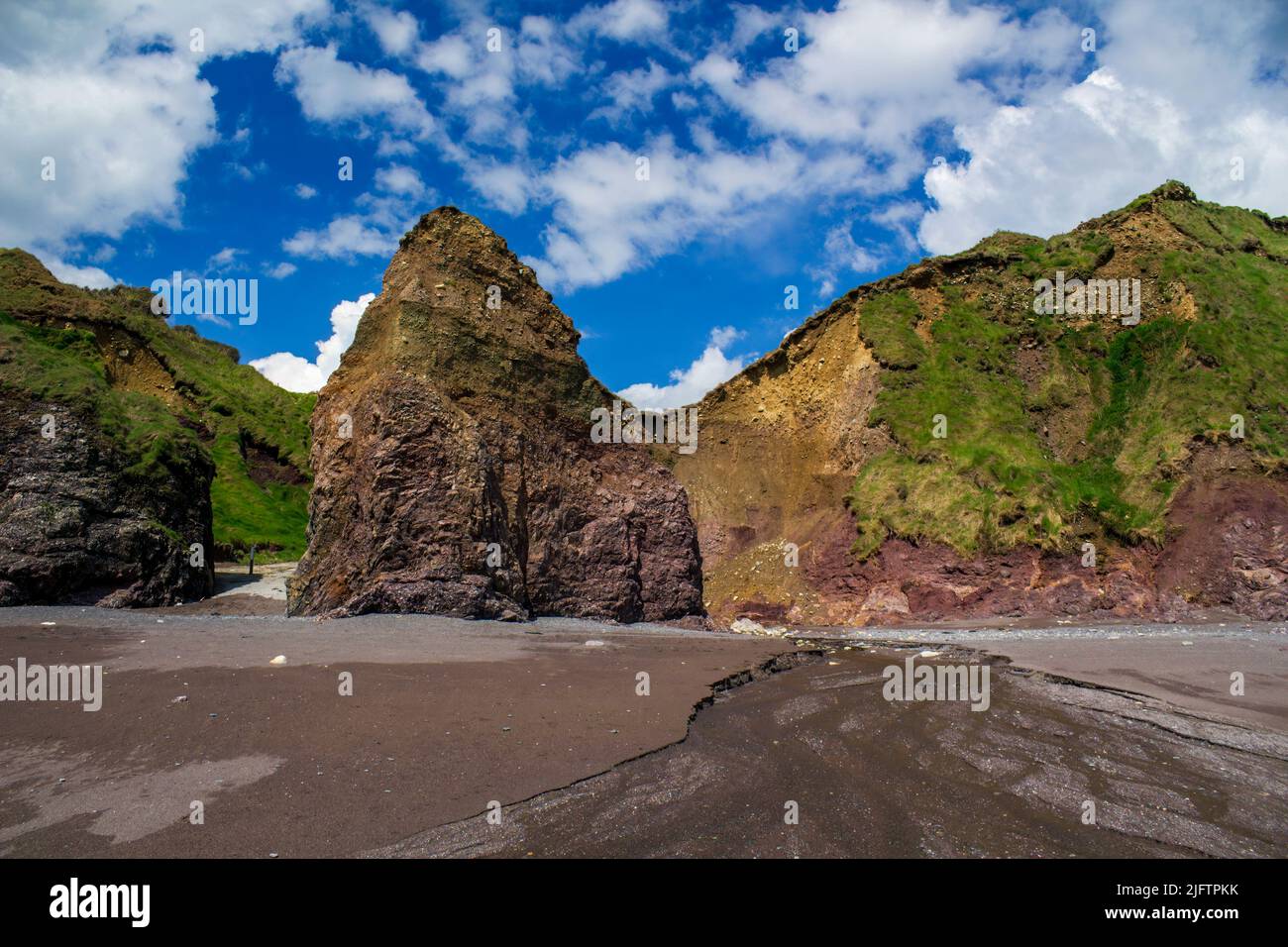 Entrance to the Ballydowane Cove on Copper Coast in County Waterford ...
