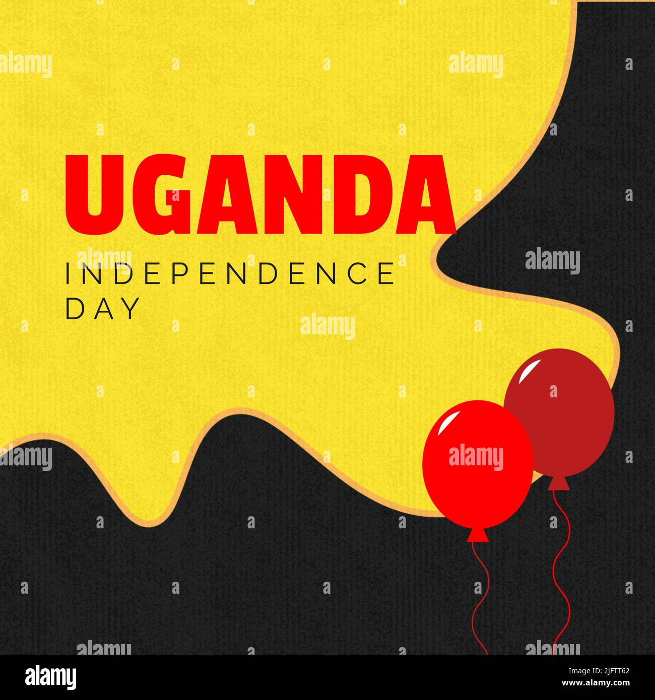 Illustration of uganda independence day text with red balloons against ...