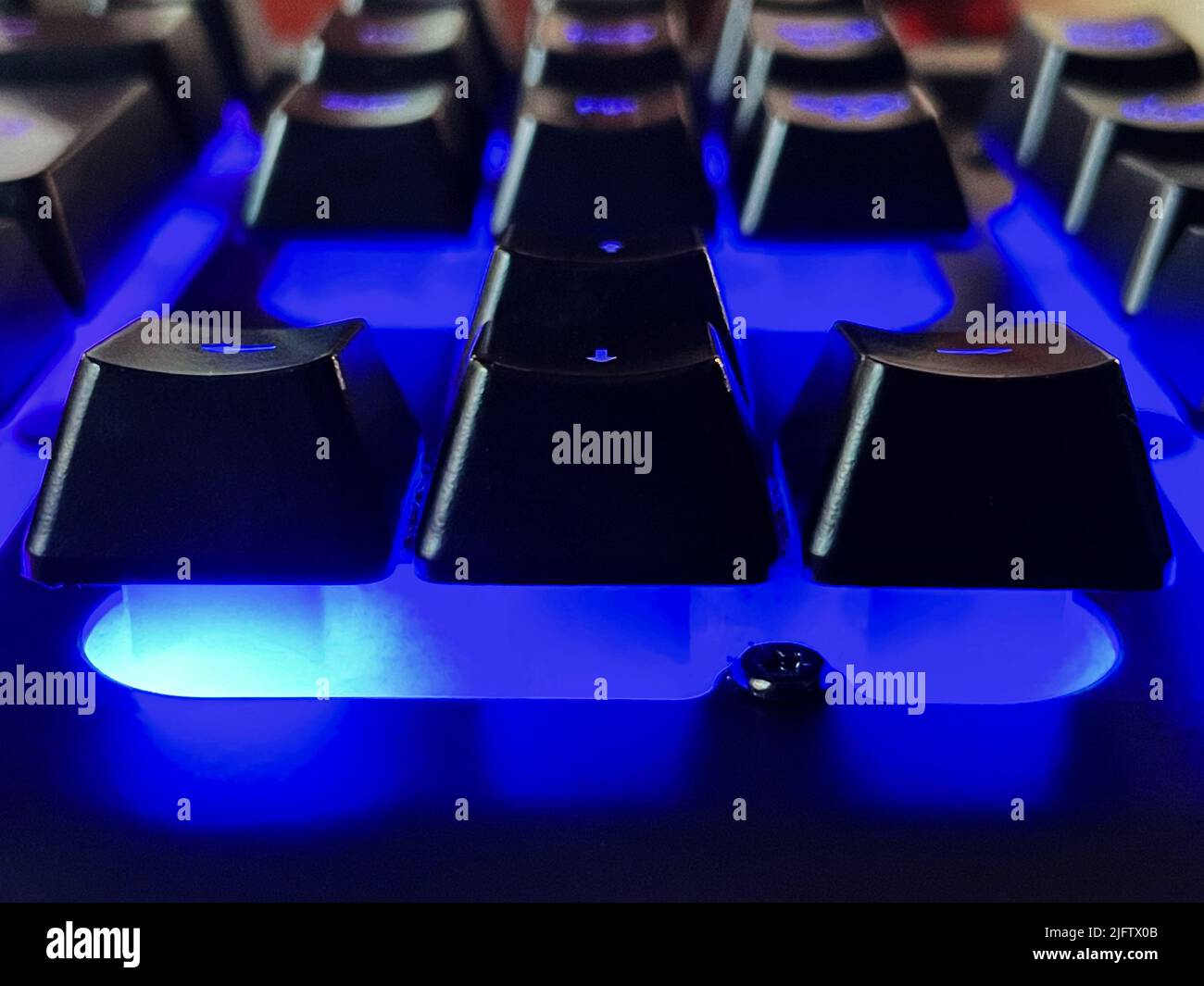 A colorful gaming keyboard, typical of those who play competitive ...