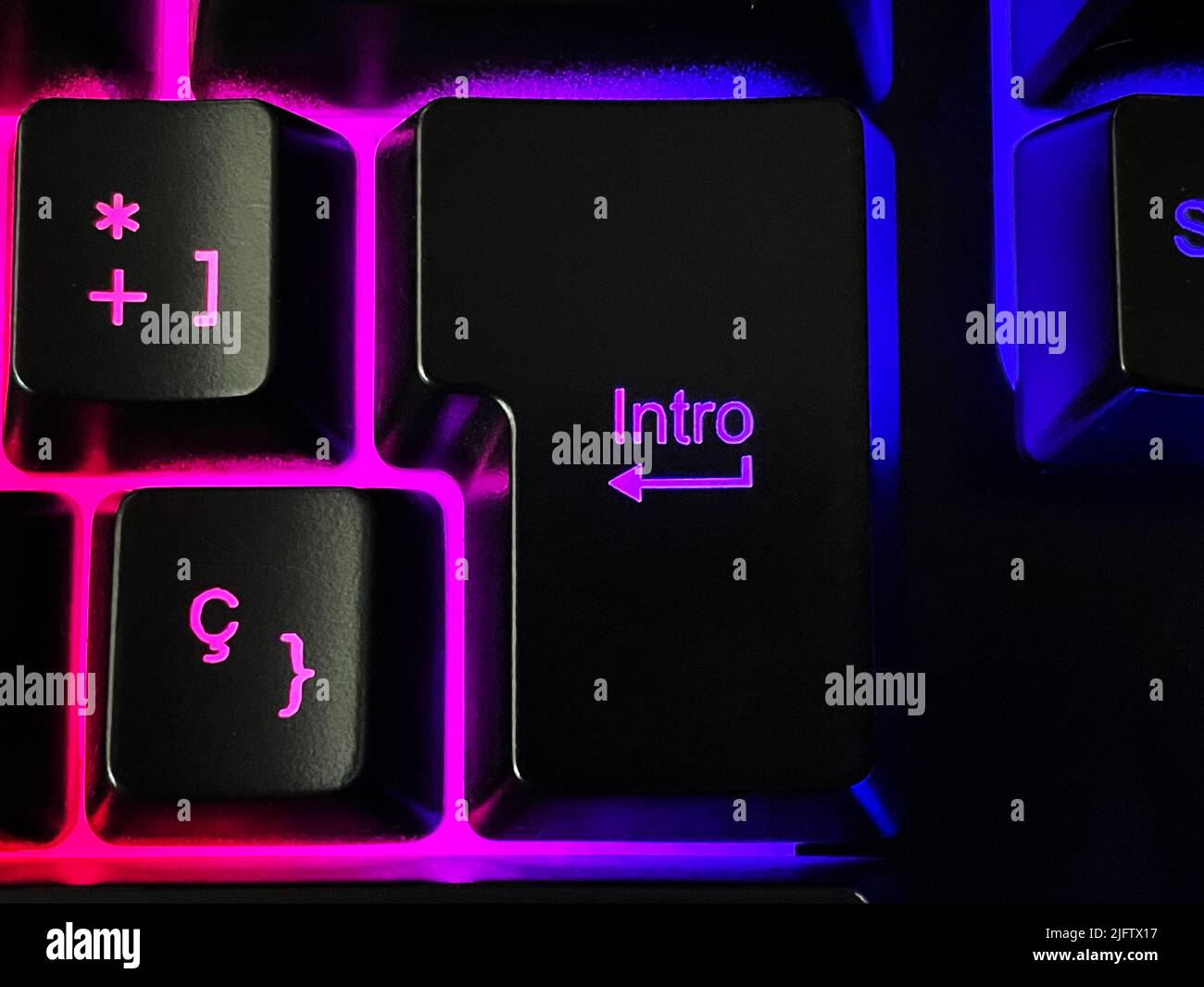 A colorful gaming keyboard, typical of those who play competitive ...