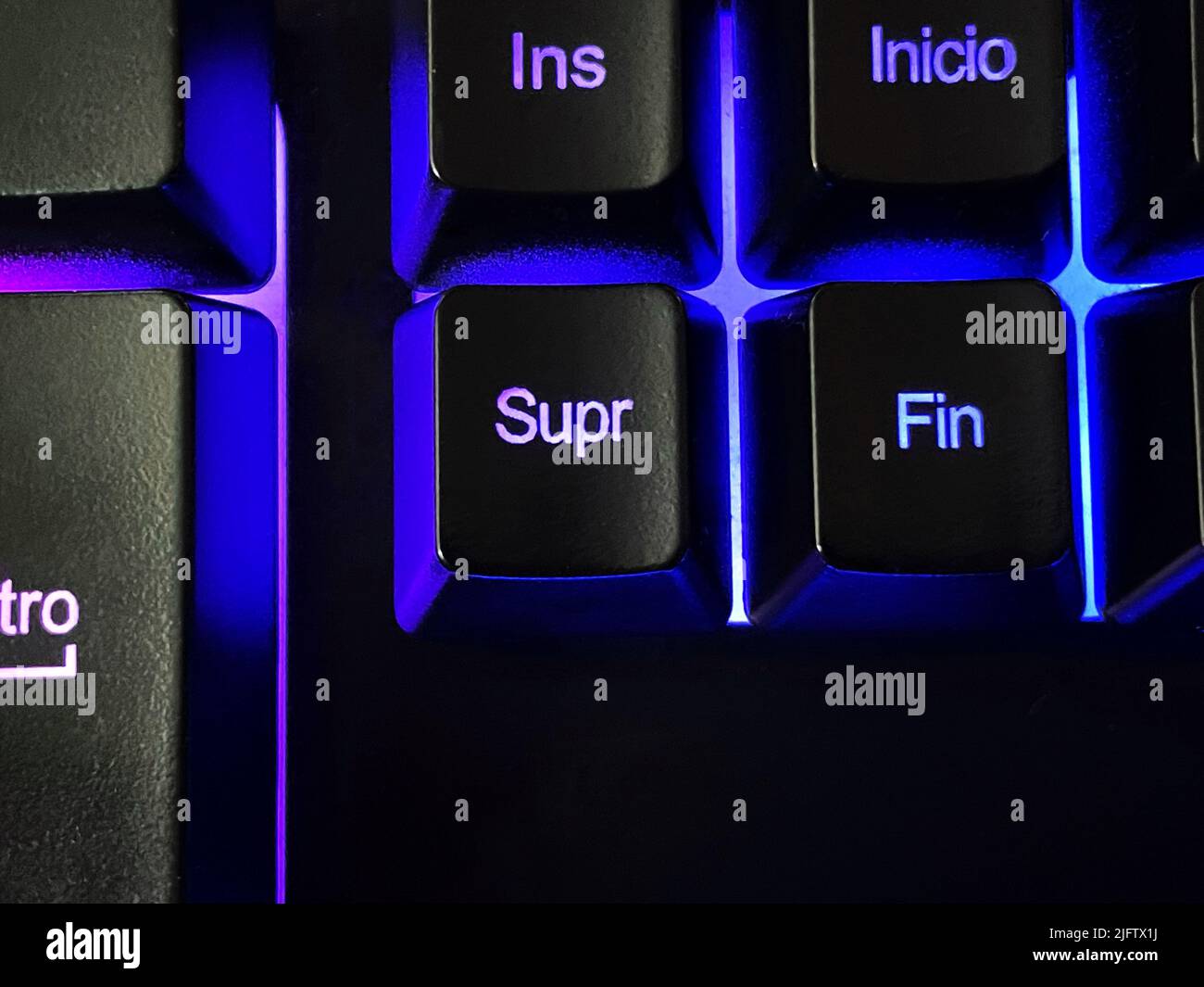 A colorful gaming keyboard, typical of those who play competitive ...