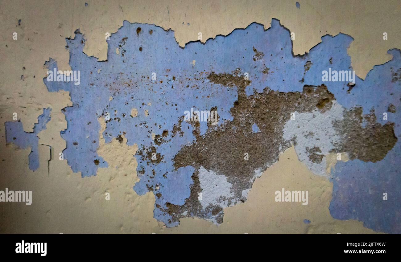 A Crack on the wall, it seems a world map. The upper plaster looses the ...