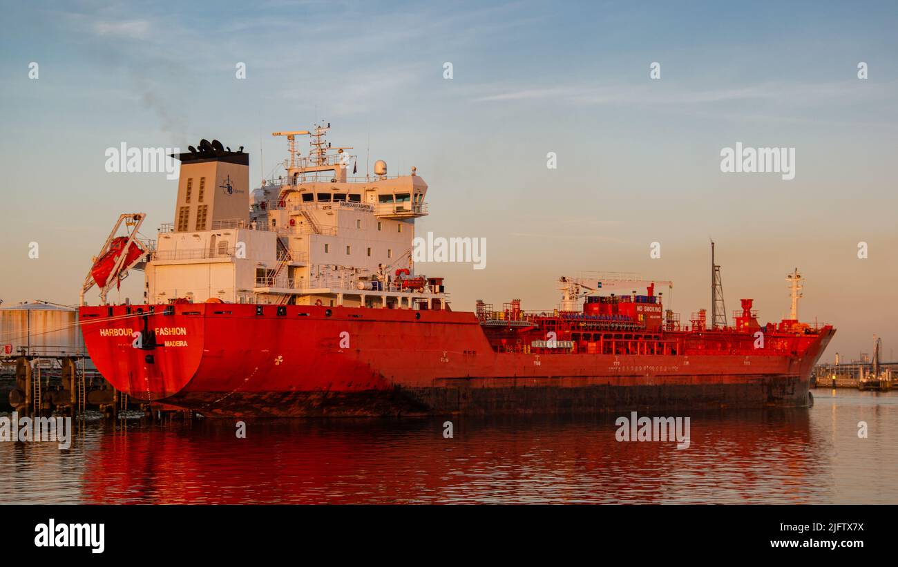 Rotterdam Netherlands June 2020, Oil harbor with chemical carriers in ...