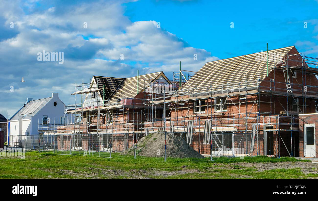construction site of building a new house,Dutch Suburban area with ...