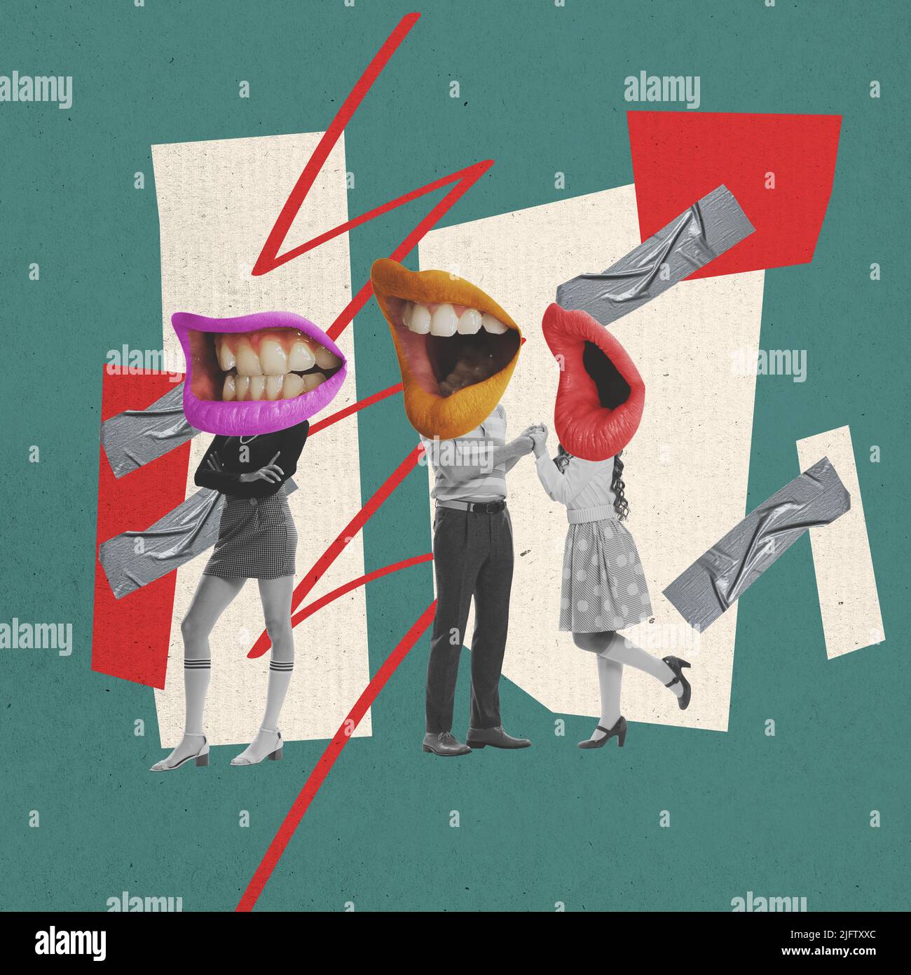 Contemporary art collage. Ideas, imagination, art, surrealism. Group of ...