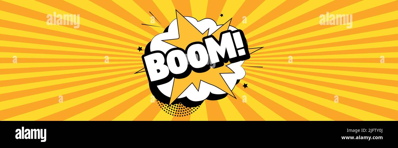 Comic lettering BOOM on white background - Vector illustration Stock ...