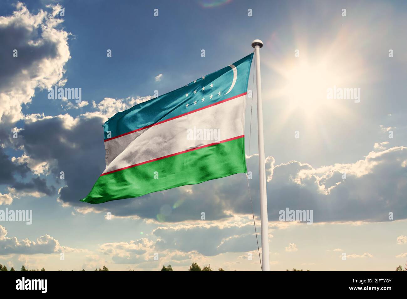 The flag of Uzbekistan (Uzbek: Oʻzbekiston davlat bayrogʻi) consists of ...